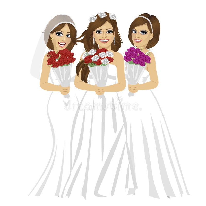 Three brides illustration stock vector. Illustration of dress - 7298546