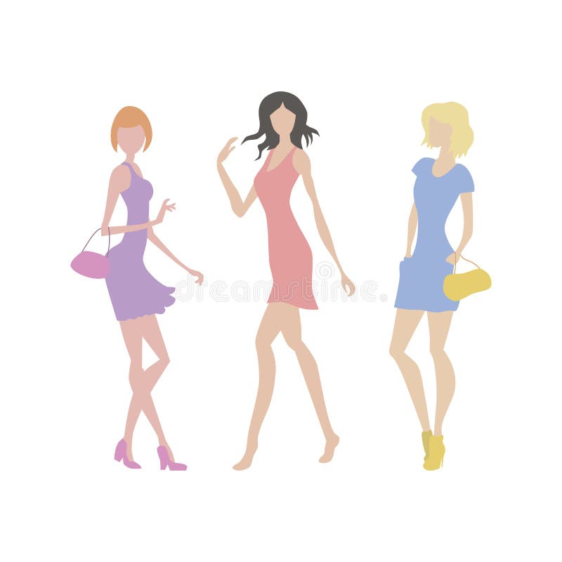 Three Fashion Models Stock Illustrations – 211 Three Fashion Models ...