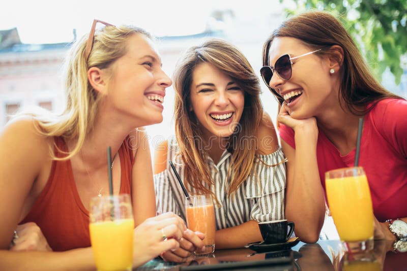 Beautiful Friends in a Cafe Having Fun Stock Image - Image of group ...
