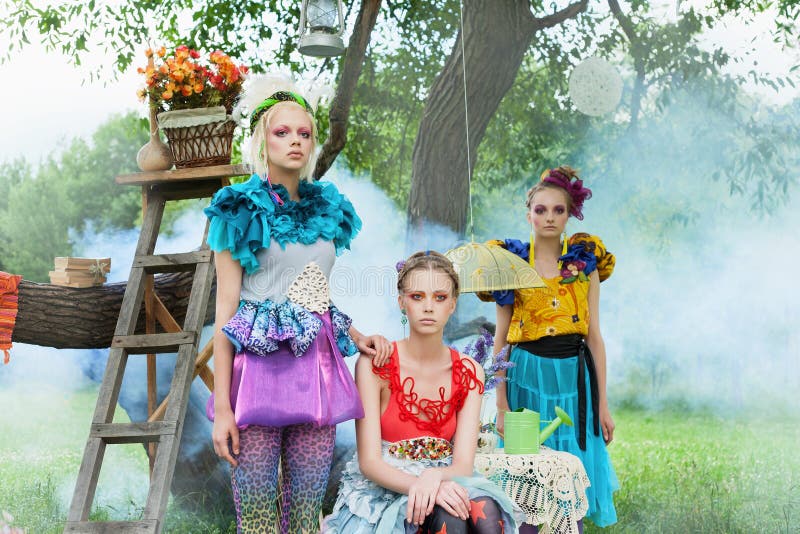 Three beautiful ladies stock photo. Image of park, couple - 25949582