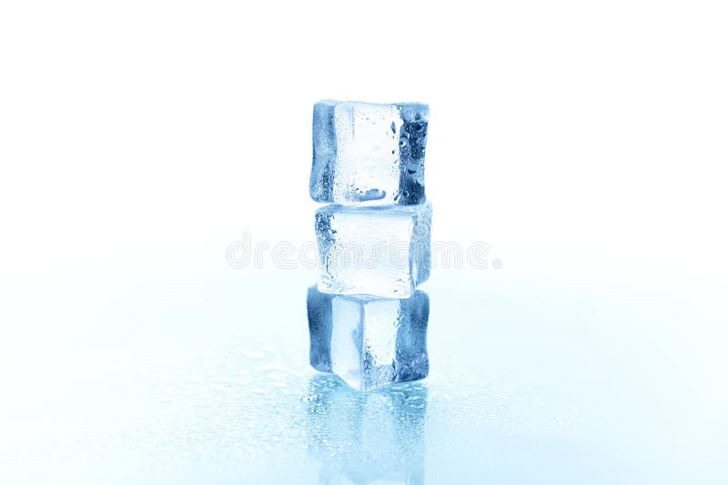 Three Beautiful Large Pieces of Ice with Drops of Water on a Light ...