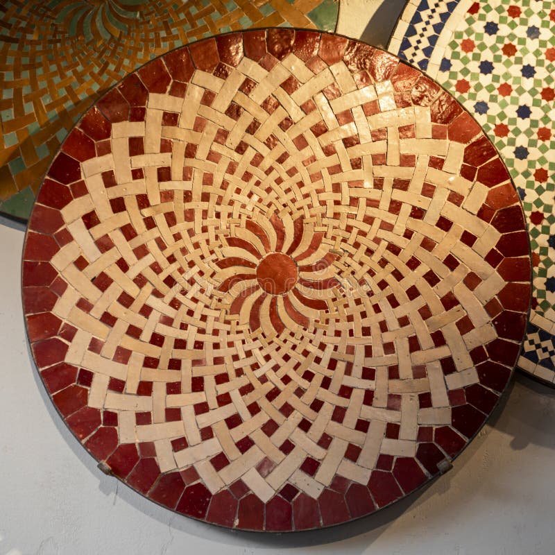Three Beautiful Round Table Tops in Ceramic, Shot from Above Stock ...