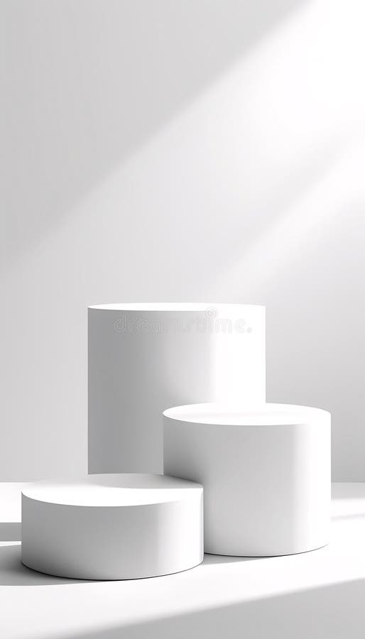 Three Beautiful White Cylinders are Arranged in a Row Stock Illustration - Illustration of ...