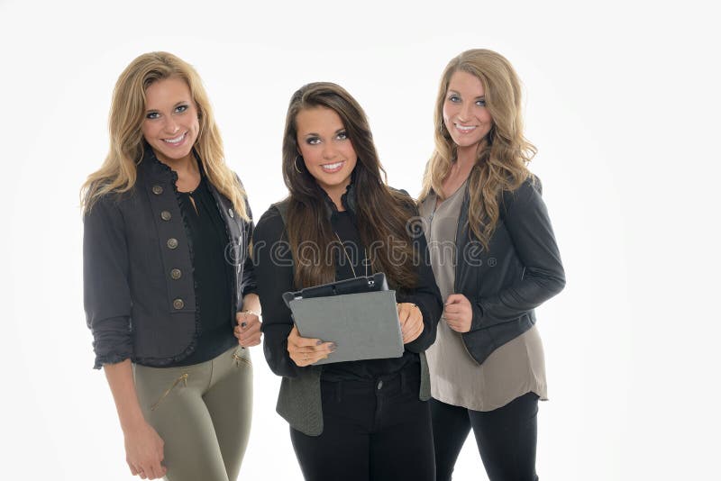 Trio of Beautiful Young Women Pose in Studio Stock Photo - Image of ...