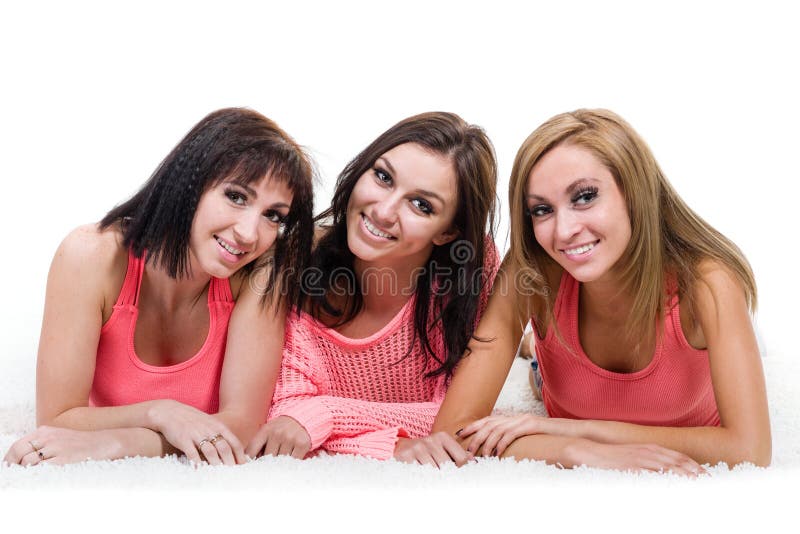Three Beautiful Young Women Posing Stock Photo - Image of girls, faces ...