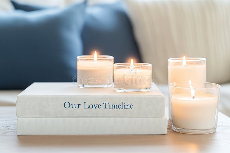 Three Beautiful Candles are Sitting Elegantly on Top of a Stack of ...