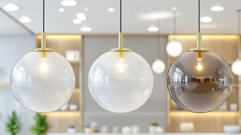 Three Beautifully Designed Round Light Bulbs Hang Gracefully Stylish ...