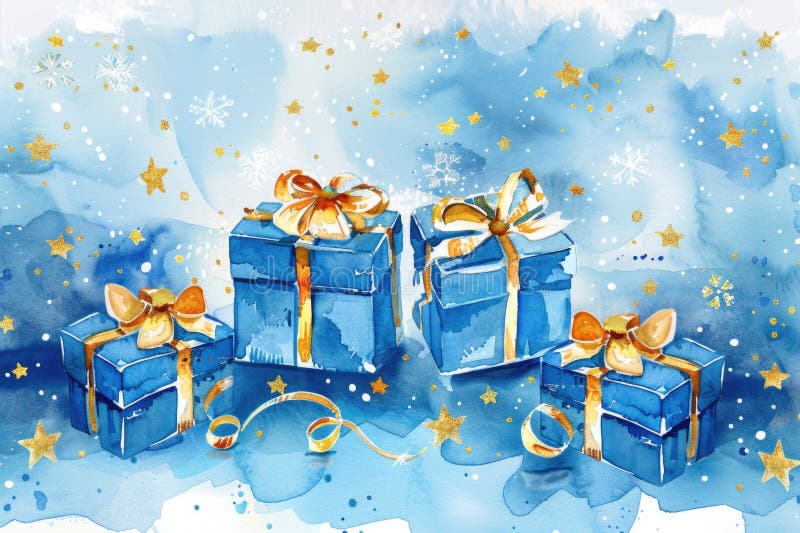 Three Beautifully Wrapped Gift Boxes with Golden Bows Stock Image ...