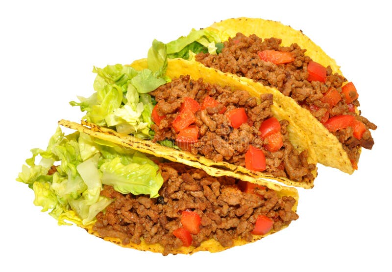 Triple Taco Chicken Beef and Pork Mexican Food Stock Photo - Image of ...
