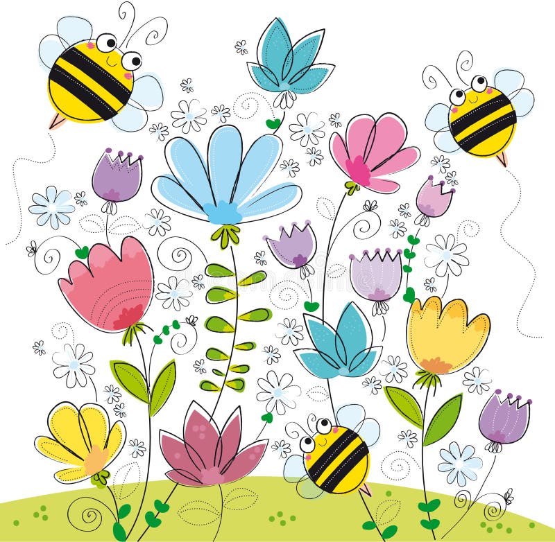 Three bees stock vector. Illustration of garden, field - 24876952