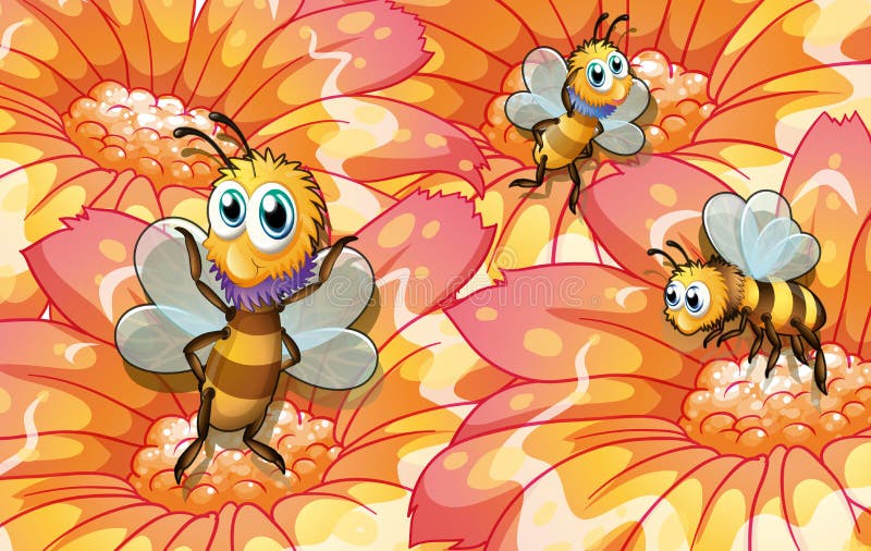 Three bees stock vector. Illustration of garden, field - 24876952