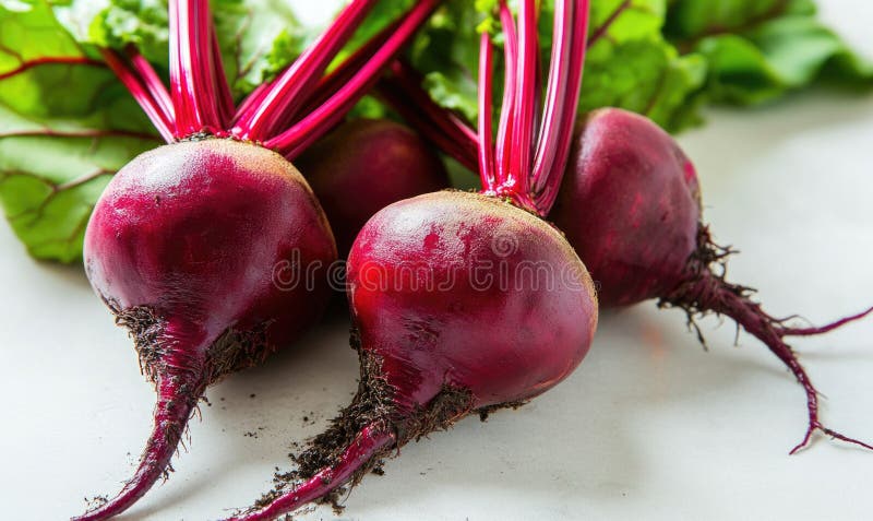 Three Beets are Sitting on a White Surface Stock Photo - Image of ripe ...