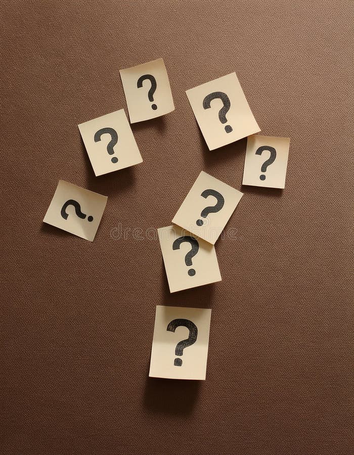 Paper Notes with Question Marks on Brown Background, Flat Lay. Space ...