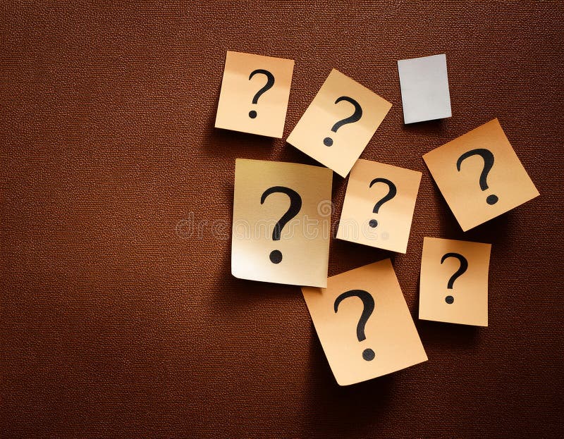 Paper Notes with Question Marks on Brown Background, Flat Lay. Space ...