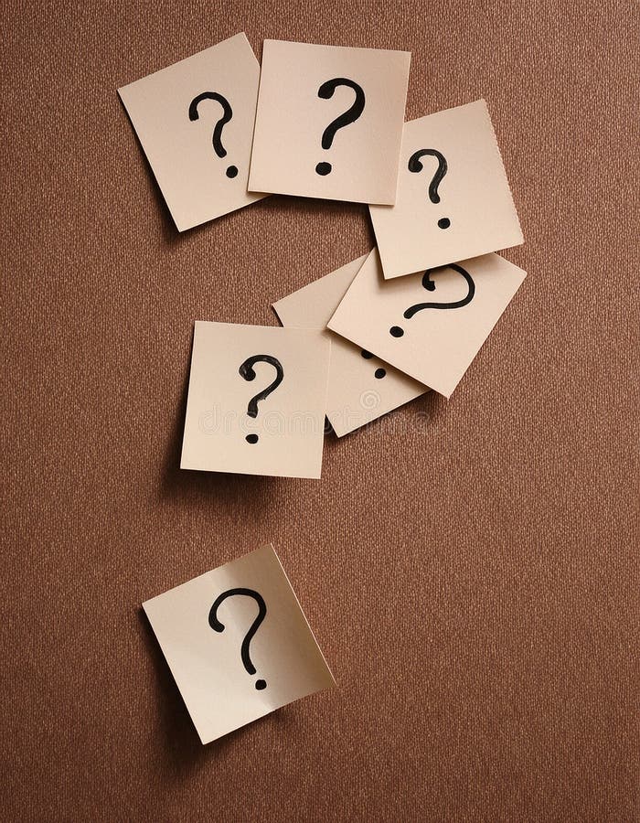 Paper Notes with Question Marks on Brown Background, Flat Lay. Space ...