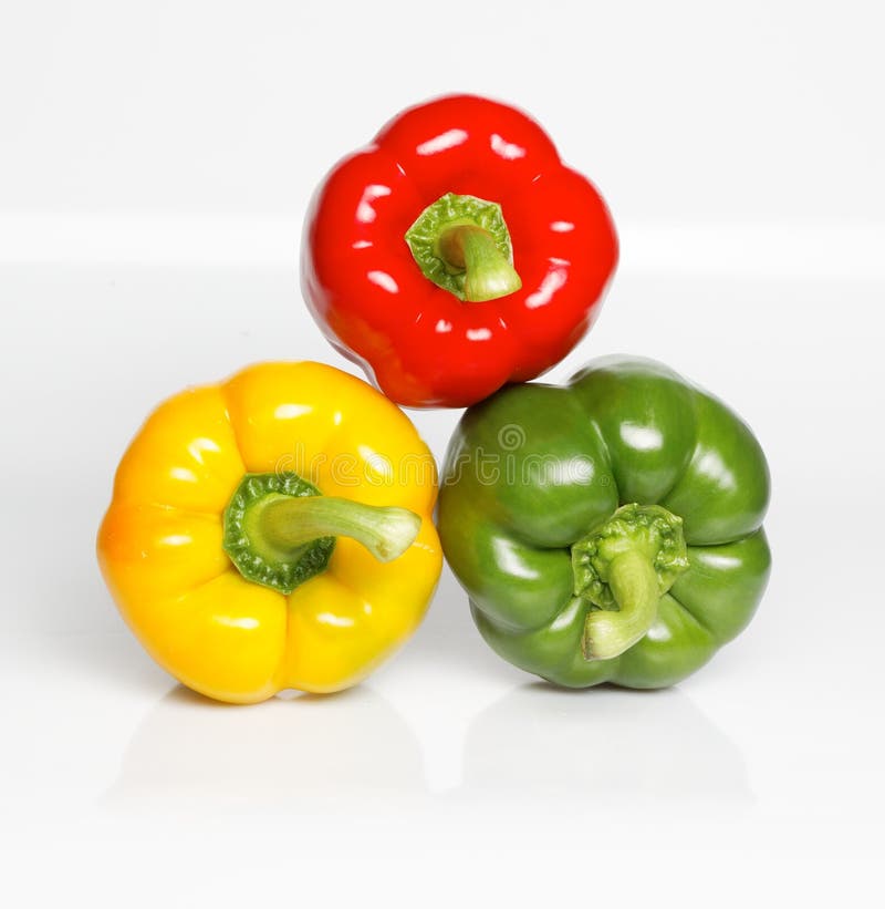 Three Bell Peppers stock photo. Image of food, lime, fruit - 76013846