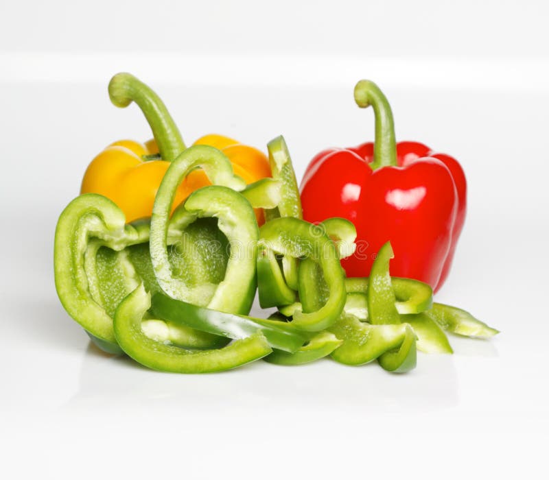 Three Bell Peppers stock photo. Image of food, lime, fruit - 76013846