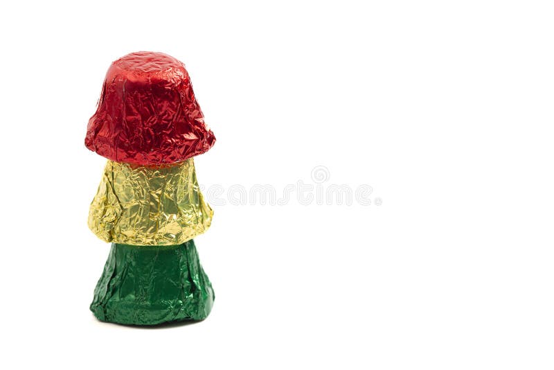 Three Bell Shaped Chocolate Candy on White Background Stock Photo ...