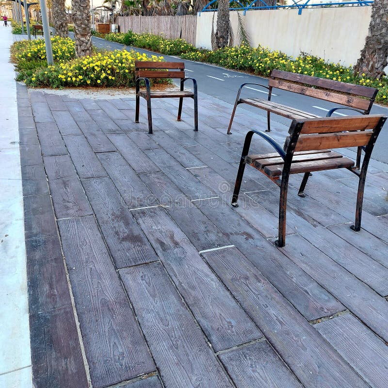 Three Benches on the Boardwalk Stock Photo - Image of boardwalk ...