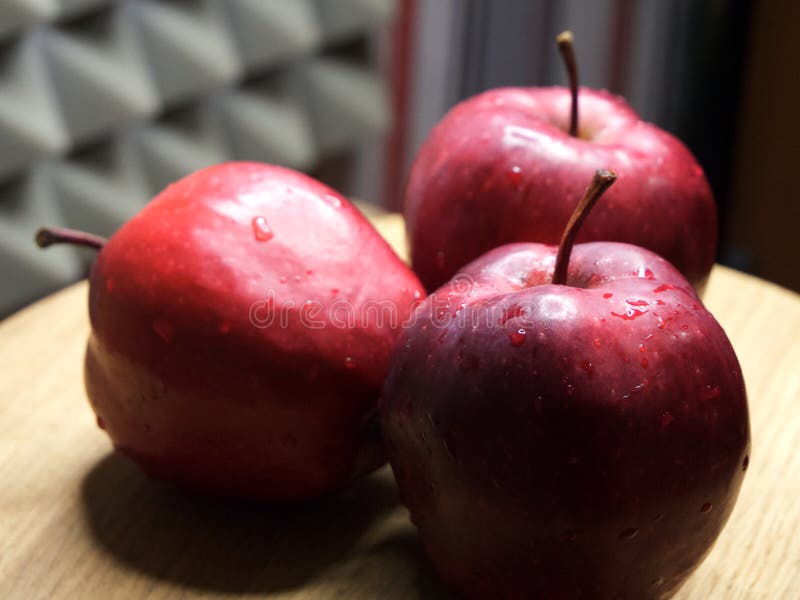 Three Big Red Apples. Fruits Close-up Stock Image - Image of still ...