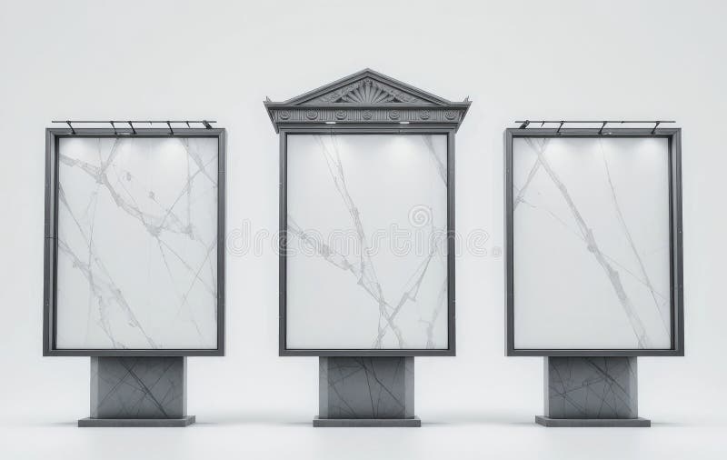 Three Billboard Mockups with Marble Texture Displayed Against a Clean ...