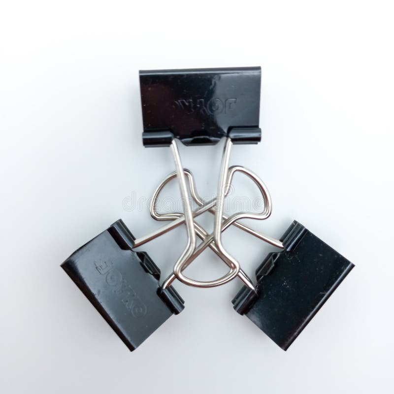 Three Binder Clips Closing Each Other Isolated on White Background ...