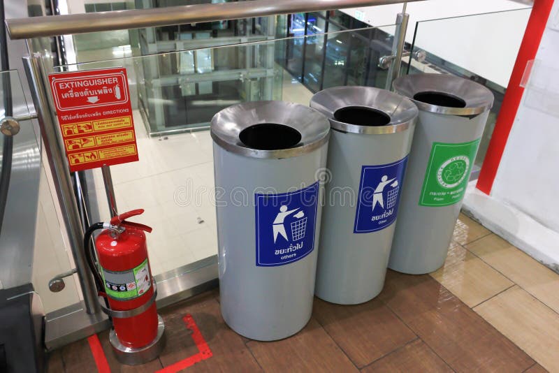 Recycling Bin In A Shopping Mall Stock Image - Image of mall, space ...