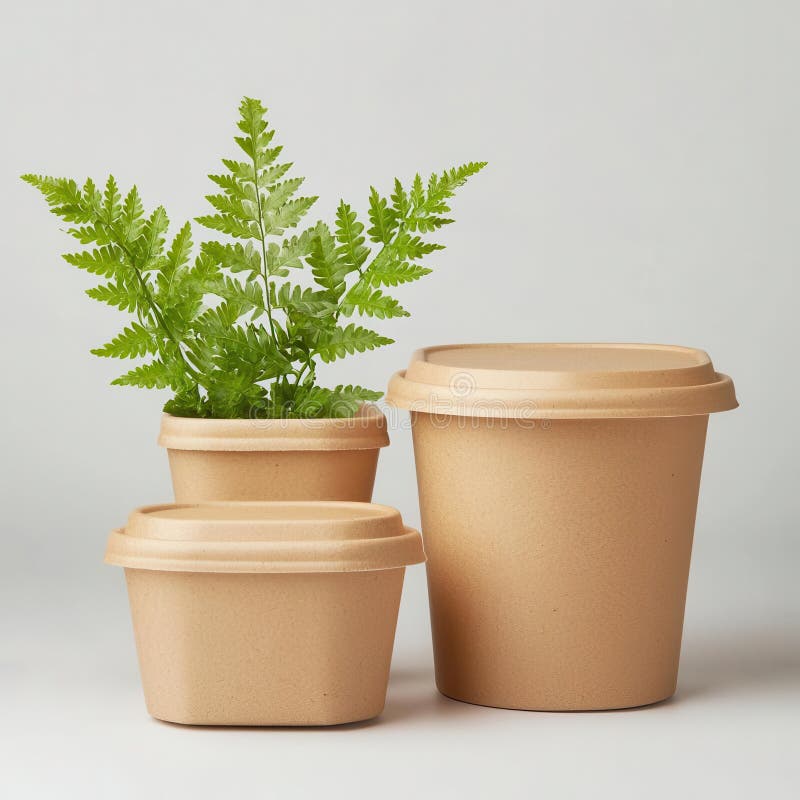 Three Biodegradable Paper Containers with Lids, Ideal for Food Storage ...