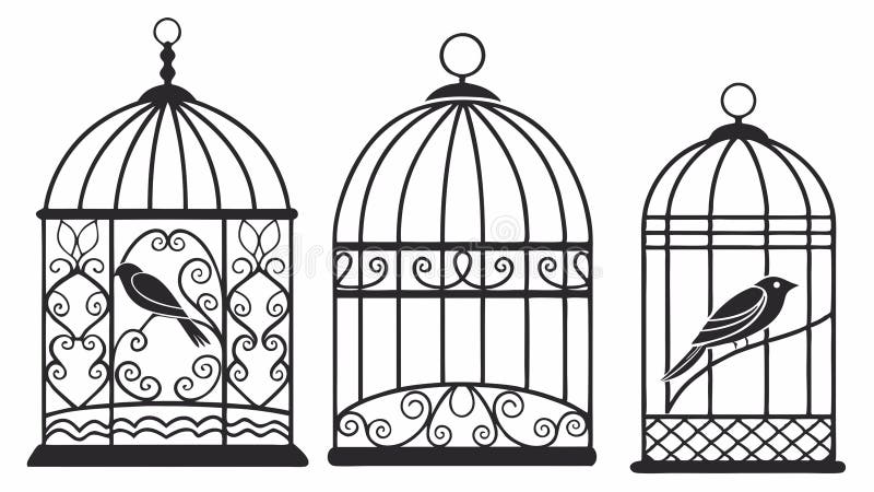 Three Bird Cages with Birds Symbol of Freedom, Vector Design Generative ...