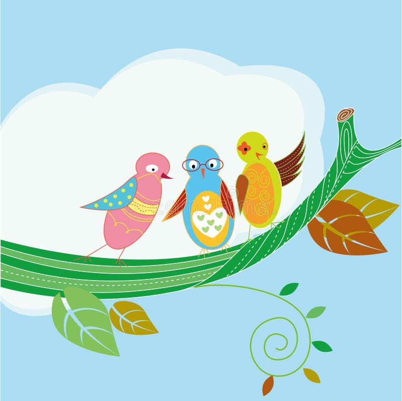 Three birds stock vector. Illustration of floral, background - 20497269