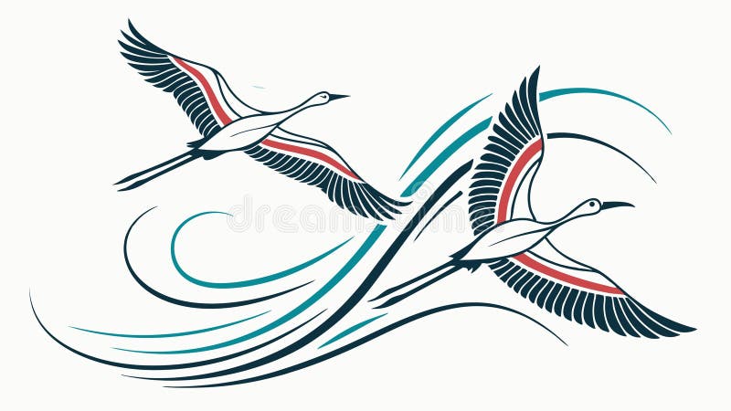 Three Birds in Abstract Dynamic Flight Formation, Vector Design ...