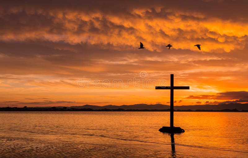 Three Birds Cross stock photo. Image of cross, river - 48474124