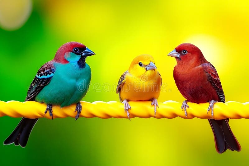Three Birds Sitting on Leaves of Water Lily Stock Image - Image of ...
