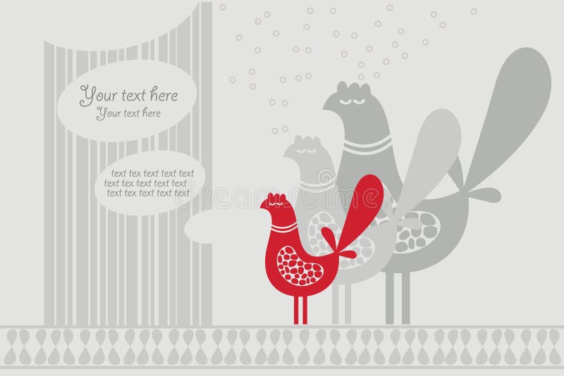 Three Birds Under the Tree. Stock Vector - Illustration of grey ...