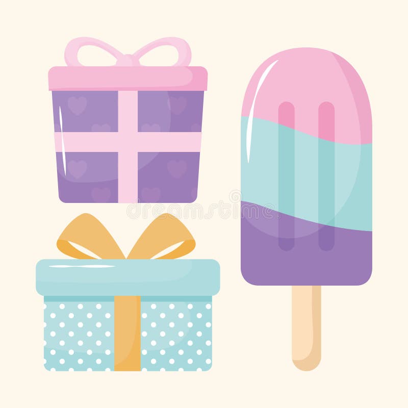 Three birthday items stock vector. Illustration of stick - 231083427