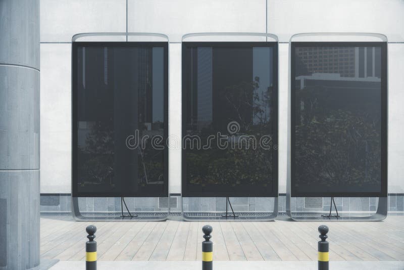 Three Black Banners Outside Stock Illustration - Illustration of ...
