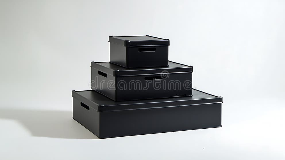 Three Black Boxes Stacked on Top of Each Other Stock Illustration - Illustration of design ...