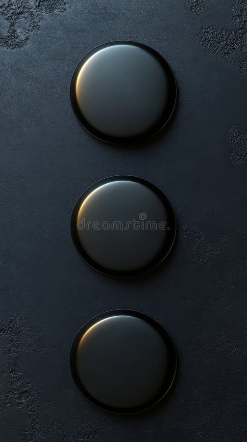 Three Black Buttons are Shown on a Black Background Stock Illustration ...