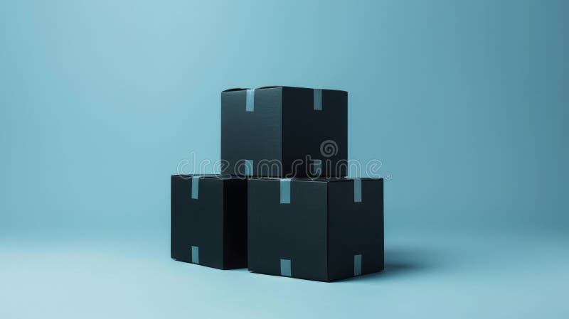 The Black Cardboard Boxes.AI Generated Stock Photo - Image of delivery ...