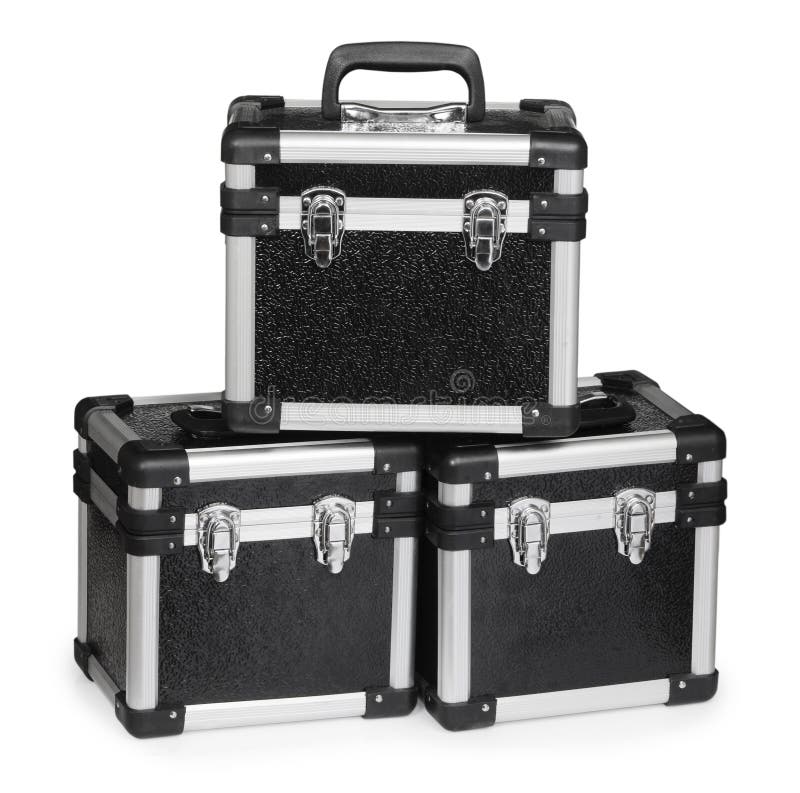 Three black cases stock image. Image of hardware, steel - 13983857