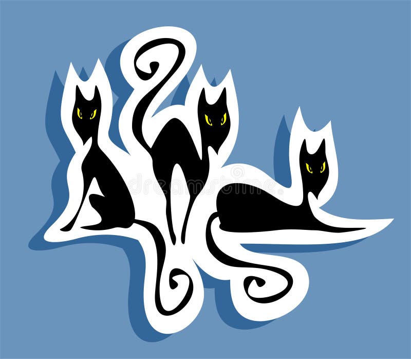 Three Black Cartoon Cats Stock Illustrations – 306 Three Black Cartoon ...