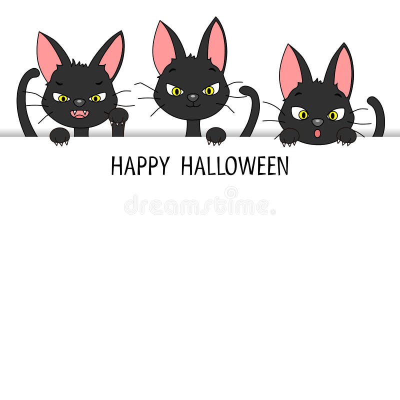 Three Black Cats with White Frame for Text Stock Vector - Illustration ...
