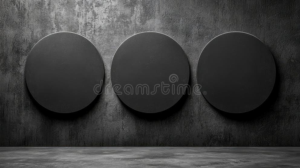 Three Black Circles on a Wall Stock Illustration - Illustration of ...