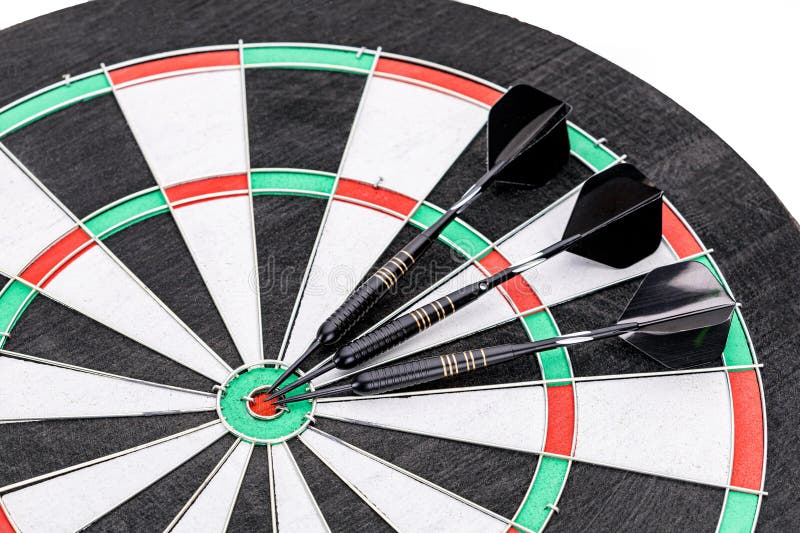 Three Black Darts are Placed on a Dartboard Stock Image - Image of ...