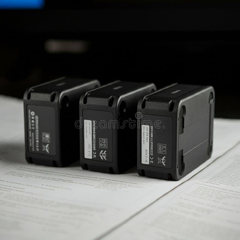Three Black Electronic Devices, Likely Battery Packs, are Placed on ...
