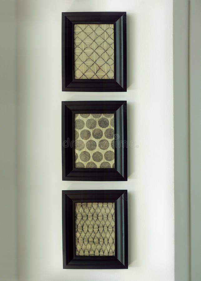 Three Black Frames with Ink Graphic Drawing Inside Stock Photo - Image ...
