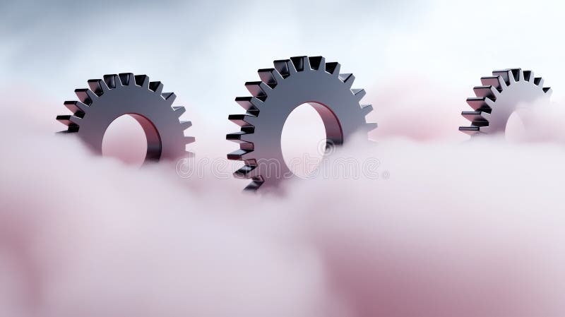 Three Black Gear-shaped Objects are Arranged in a Row, with the Middle ...