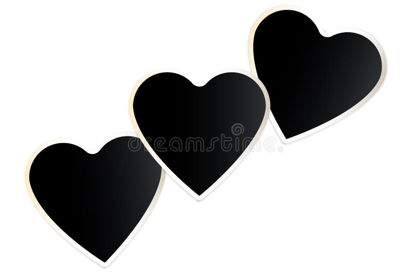 Three Black Hearts. Heart Love Vector Background. Linear Design. Vector ...