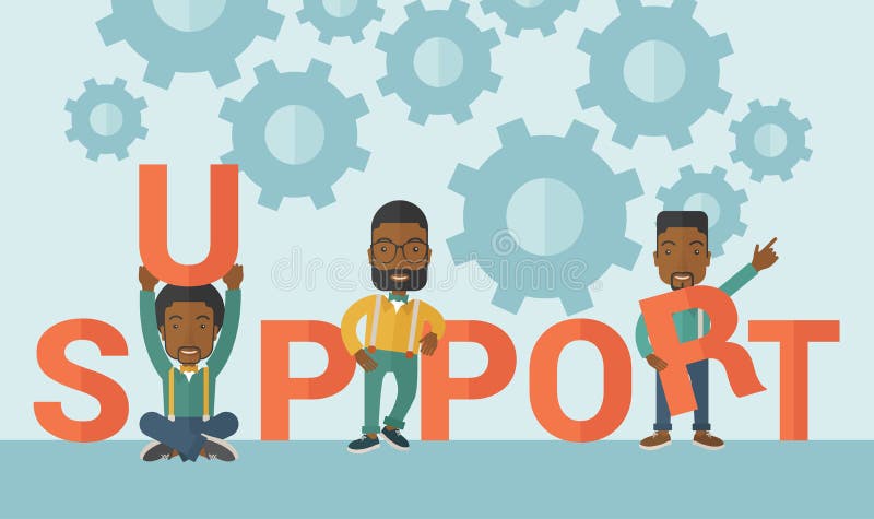 Three Black Men Standing in the Word Support Stock Vector ...