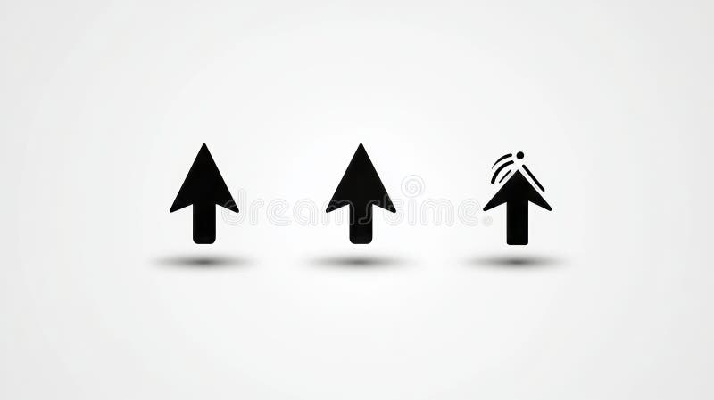 Three Black Mouse Cursor Arrow Icons, with and without Effects ...
